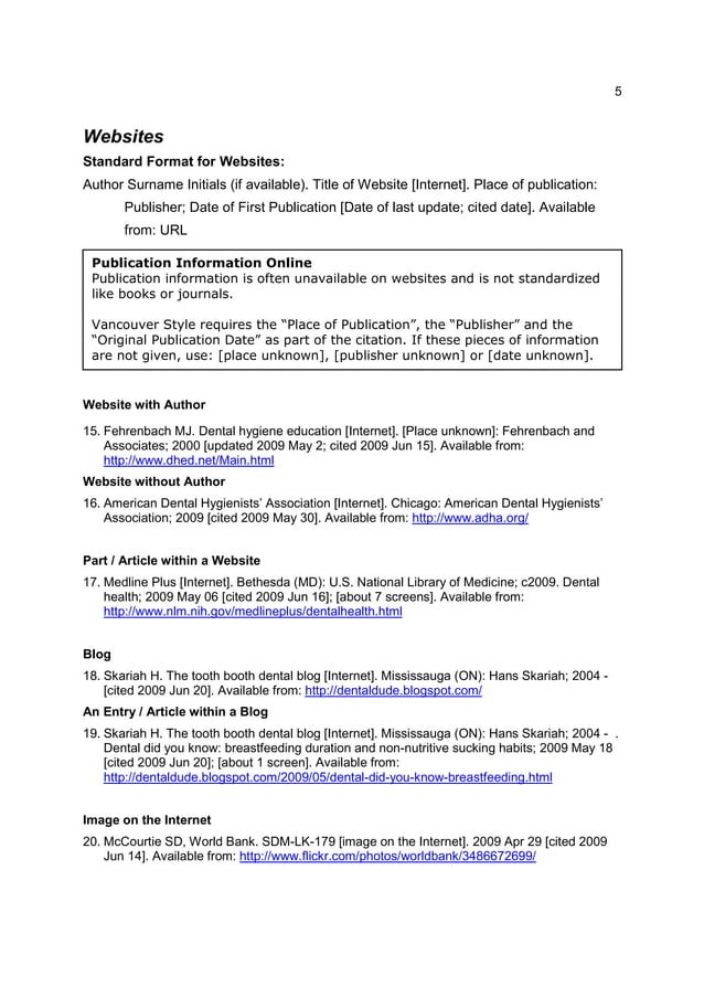 Vancouver style referencing guide | PDF