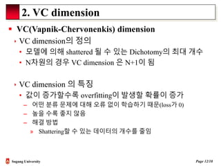 VC dimension for graduate course in Sogang university | PPT | Free Download