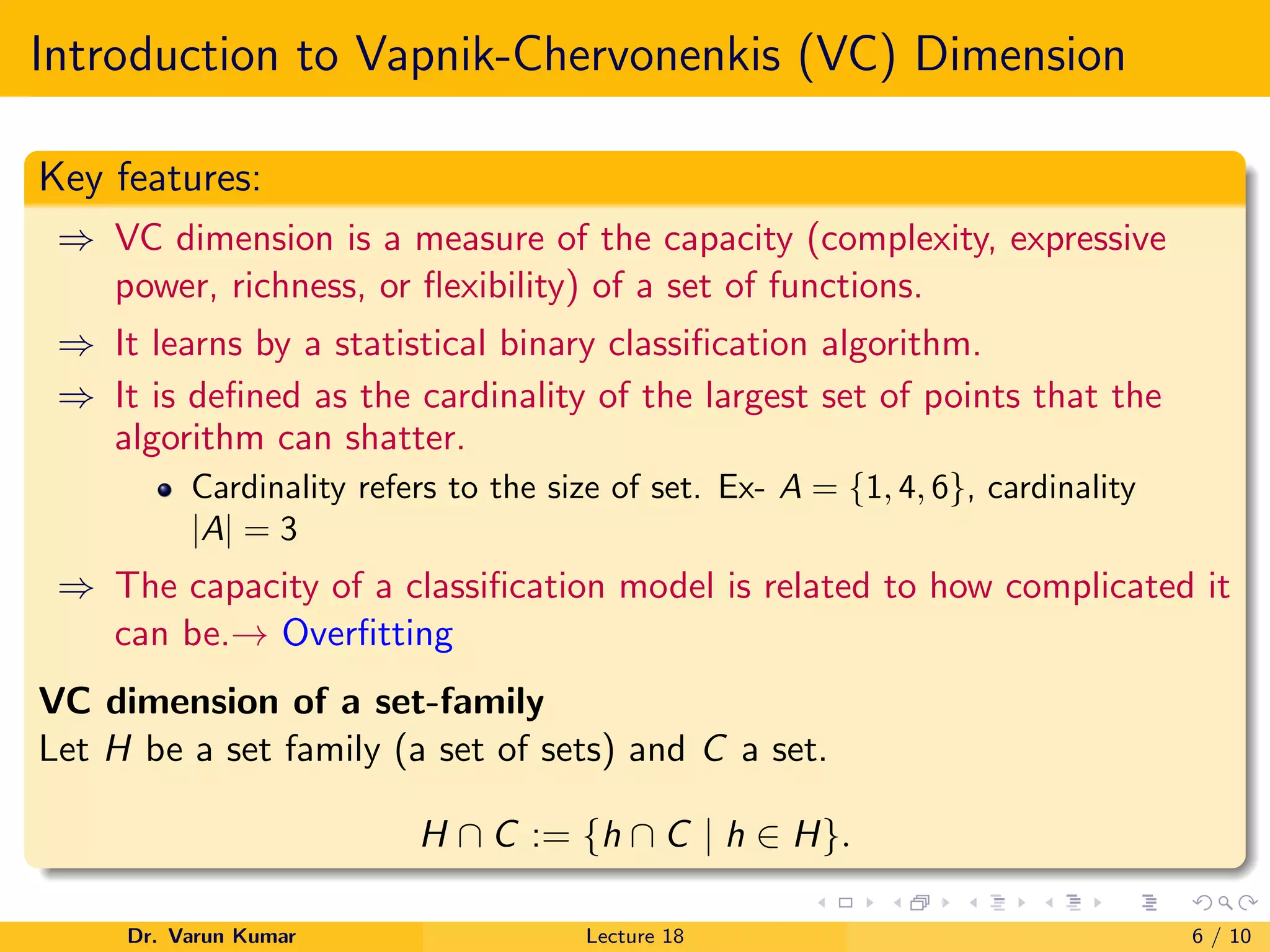 Vc dimension in Machine Learning | PDF