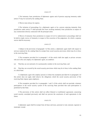 Vienna Convention on Diplomatic Relations, 1961 | PDF