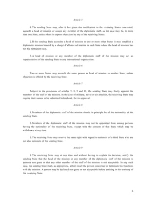 Vienna Convention on Diplomatic Relations, 1961 | PDF