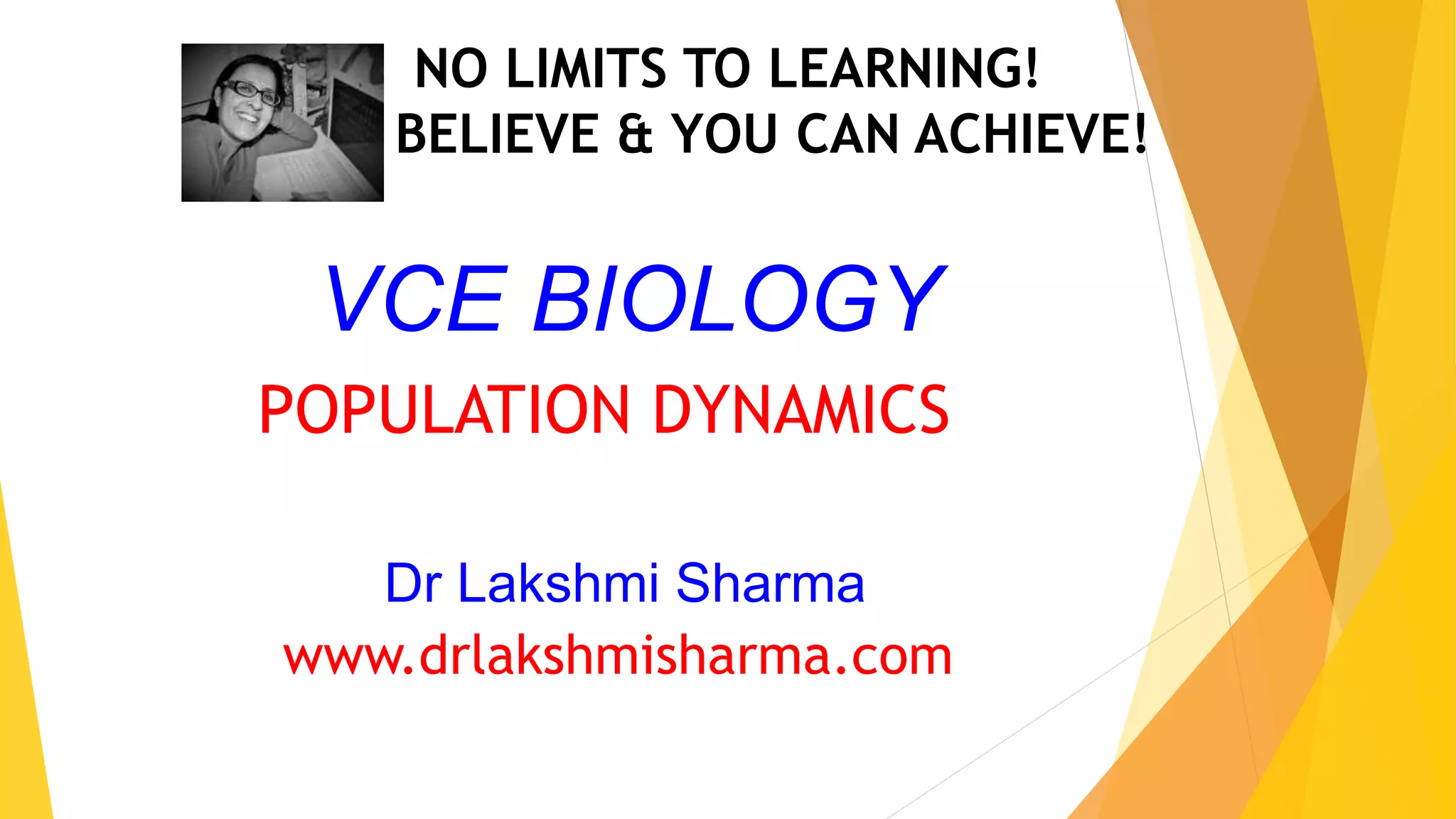 VCE Biology Population Dynamics | PPTX