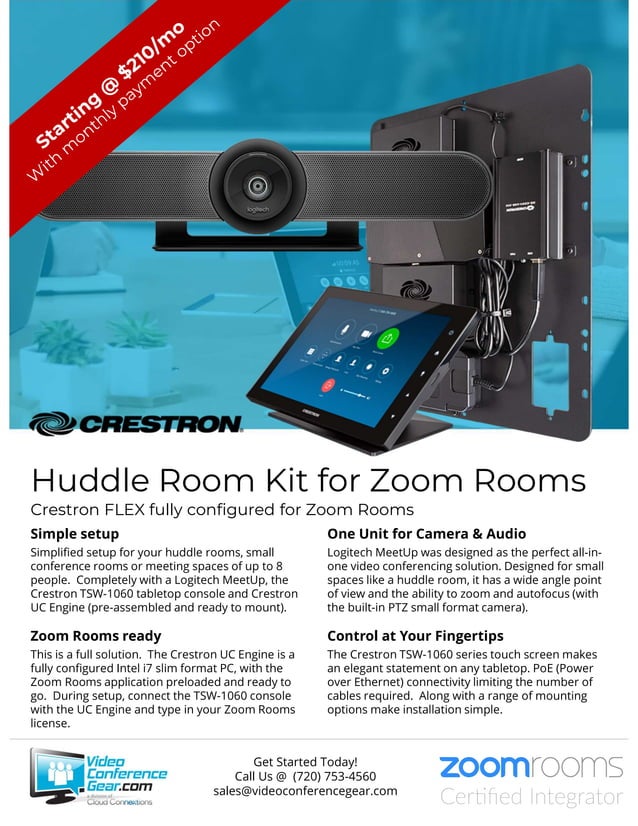 Crestron Flex bundle with Logitech Meetup for Huddle & Small Zoom Rooms ...