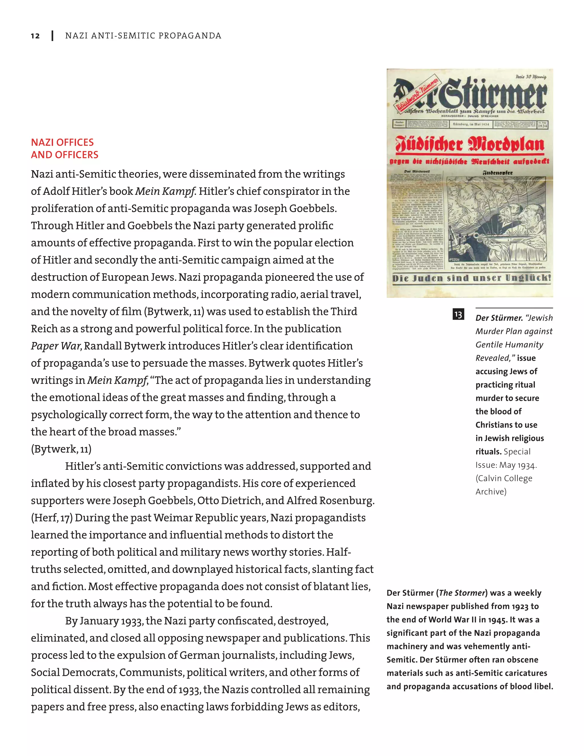 Visual Culture and the Holocaust: Nazi Anti-Semitic Propaganda | PDF