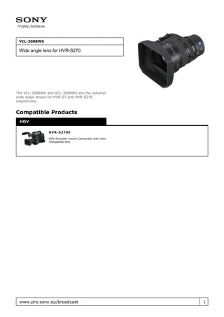 Sony VCL-308-BWS | PDF | Cameras and Camcorders | Consumer Electronics