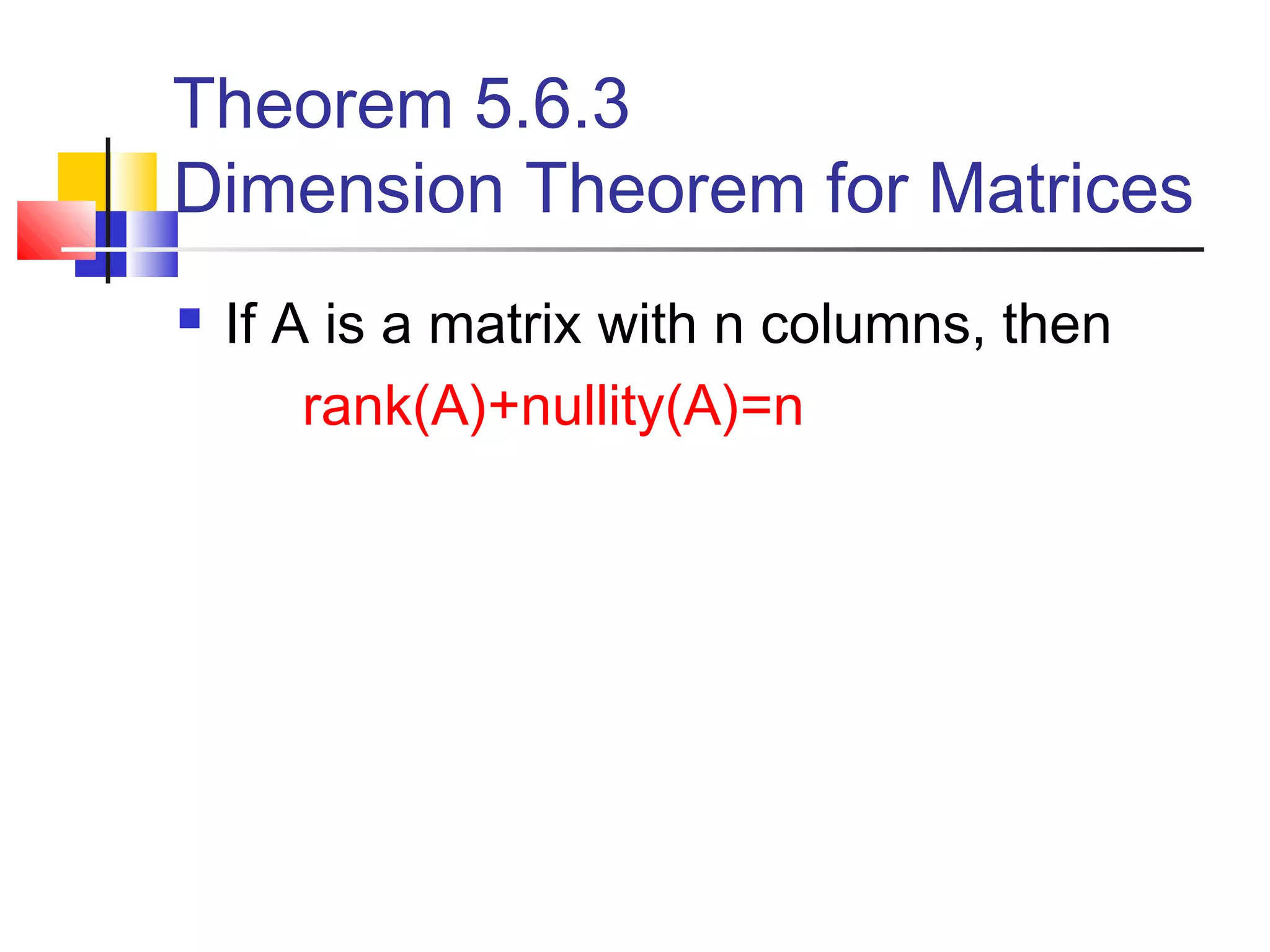 Null space, Rank and nullity theorem | PPT