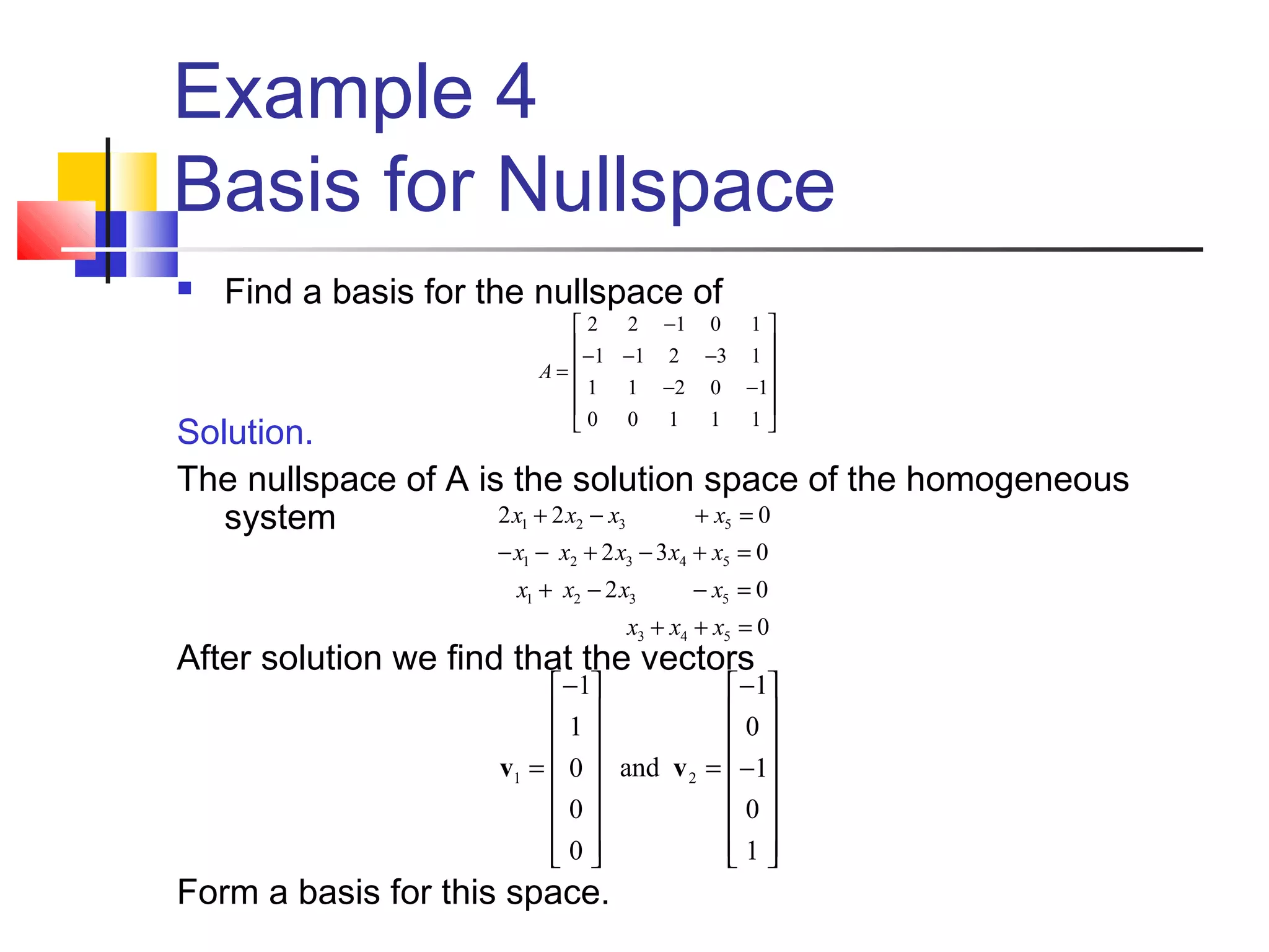 Null space, Rank and nullity theorem | PPT