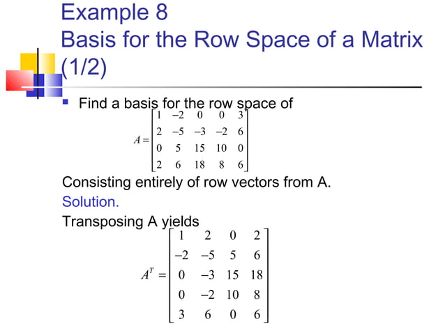 Null Space Rank And Nullity Theorem Ppt