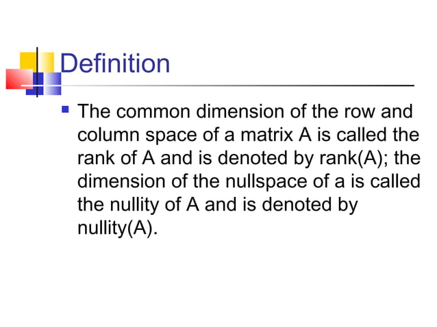 Null space, Rank and nullity theorem | PPT