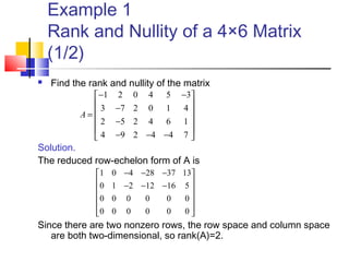 Null space, Rank and nullity theorem | PPT