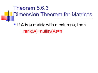 Null space, Rank and nullity theorem | PPT