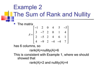 Null space, Rank and nullity theorem | PPT