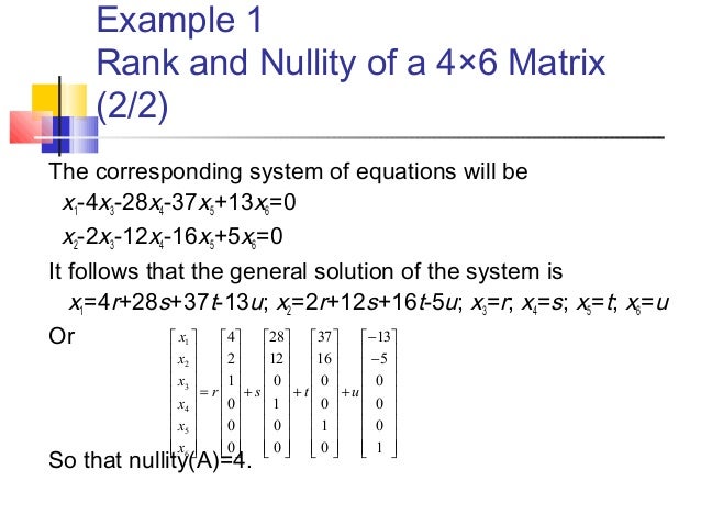 Null Space Rank And Nullity Theorem