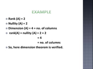 Null space and rank nullity theorem | PPTX