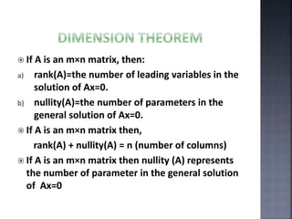Null space and rank nullity theorem | PPTX