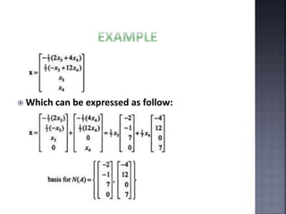 Null space and rank nullity theorem | PPTX