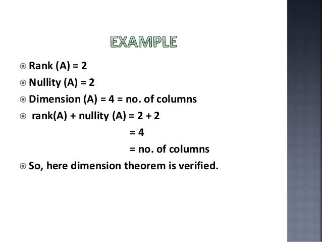 Null space and rank nullity theorem
