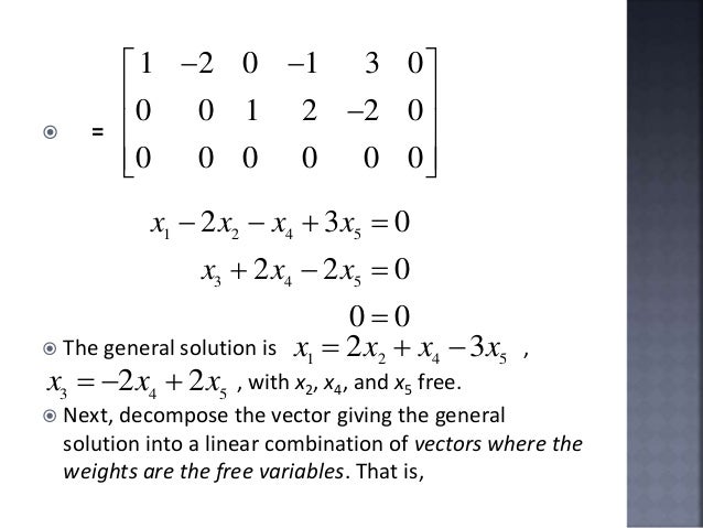Null space and rank nullity theorem