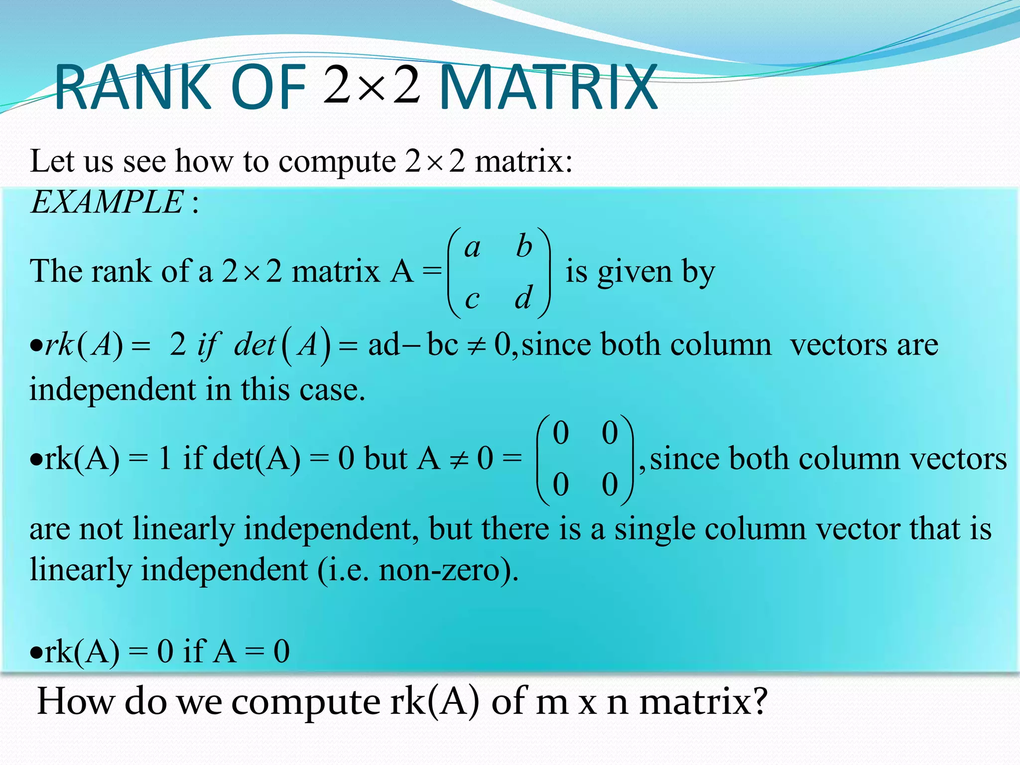 rank of matrix | PPTX