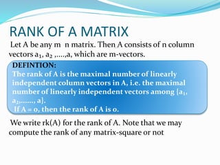 rank of matrix | PPTX