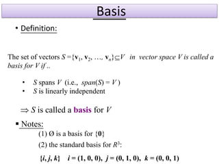 Vector Spaces,subspaces,Span,Basis | PPTX