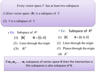 Vector Spaces And Subspaces