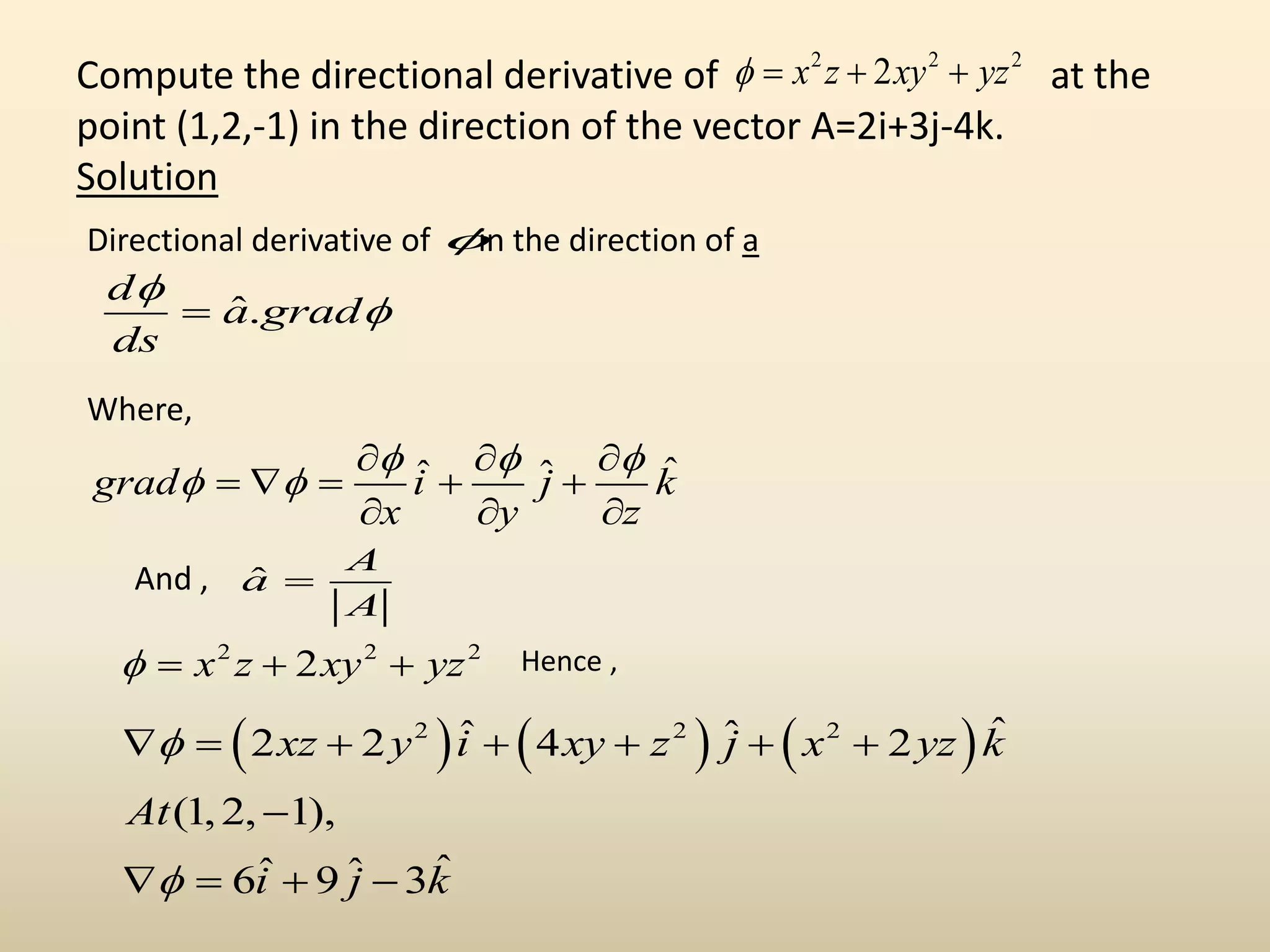 Gradient , Directional Derivative , Divergence , Curl | PPTX | 3-D Graphics | Computer Software ...