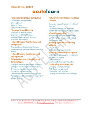 Vcloud computing training@acutelearn-7702999371 | PDF