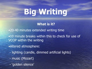 Vcop Workshop for Big Writing | PPT