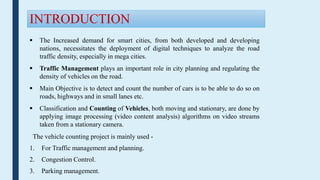 Vehicle counting for traffic management | PPTX