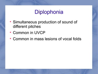 Vocal cord paralysis current concepts | PPT