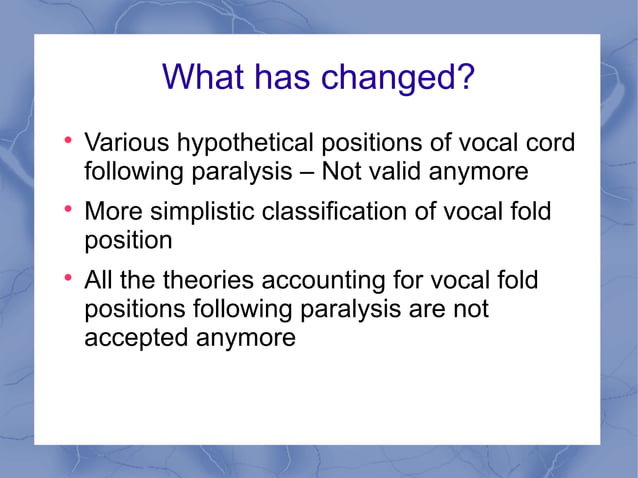 Vocal cord paralysis current concepts | PPT
