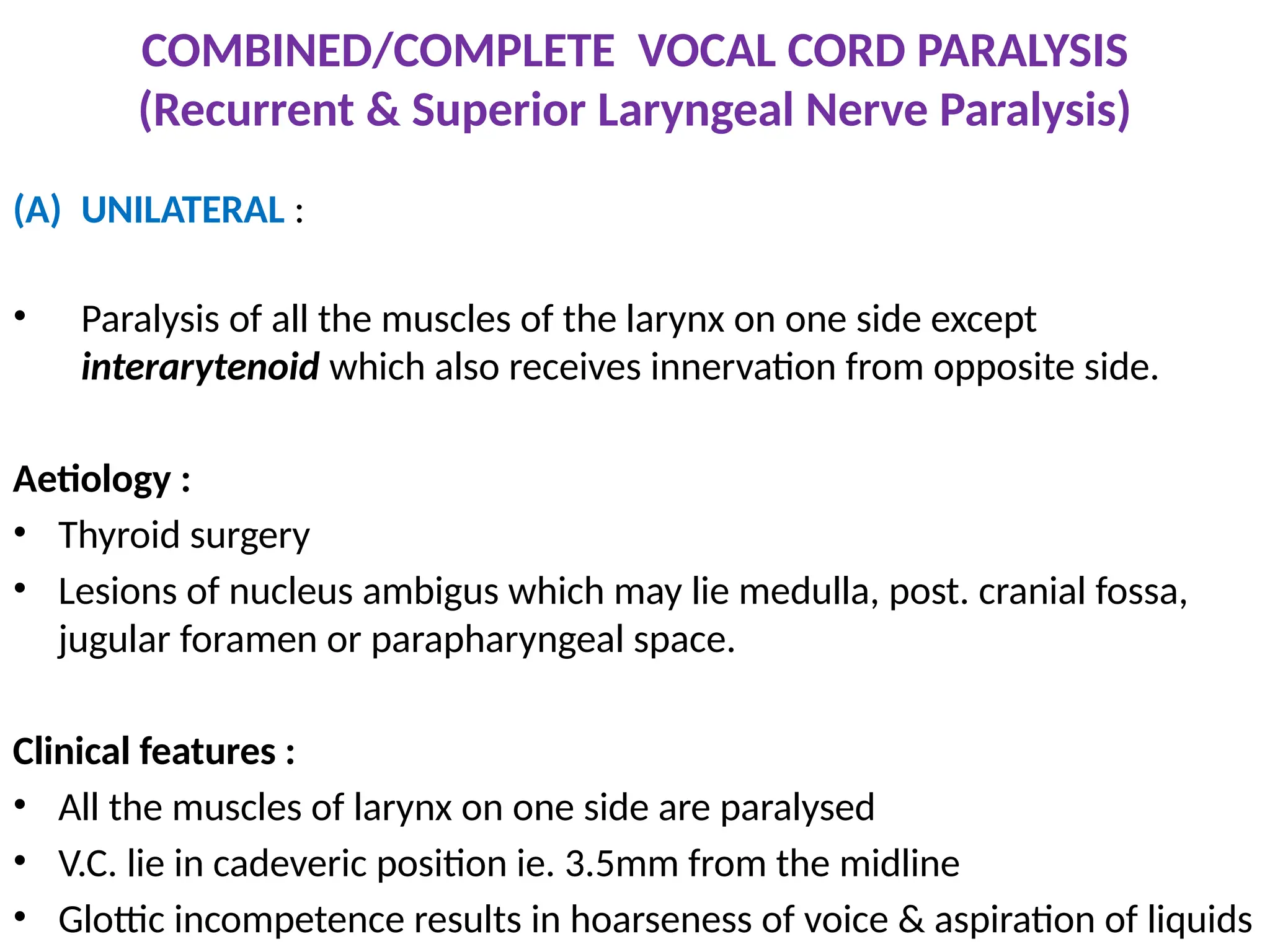 vocal cord palsy and its treatment principles | PPTX