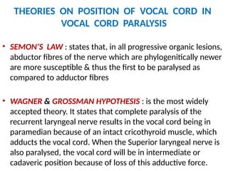 vocal cord palsy and its treatment principles | PPTX
