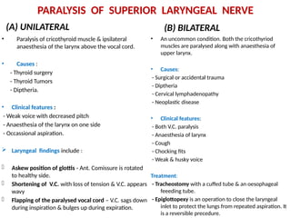 vocal cord palsy and its treatment principles | PPTX