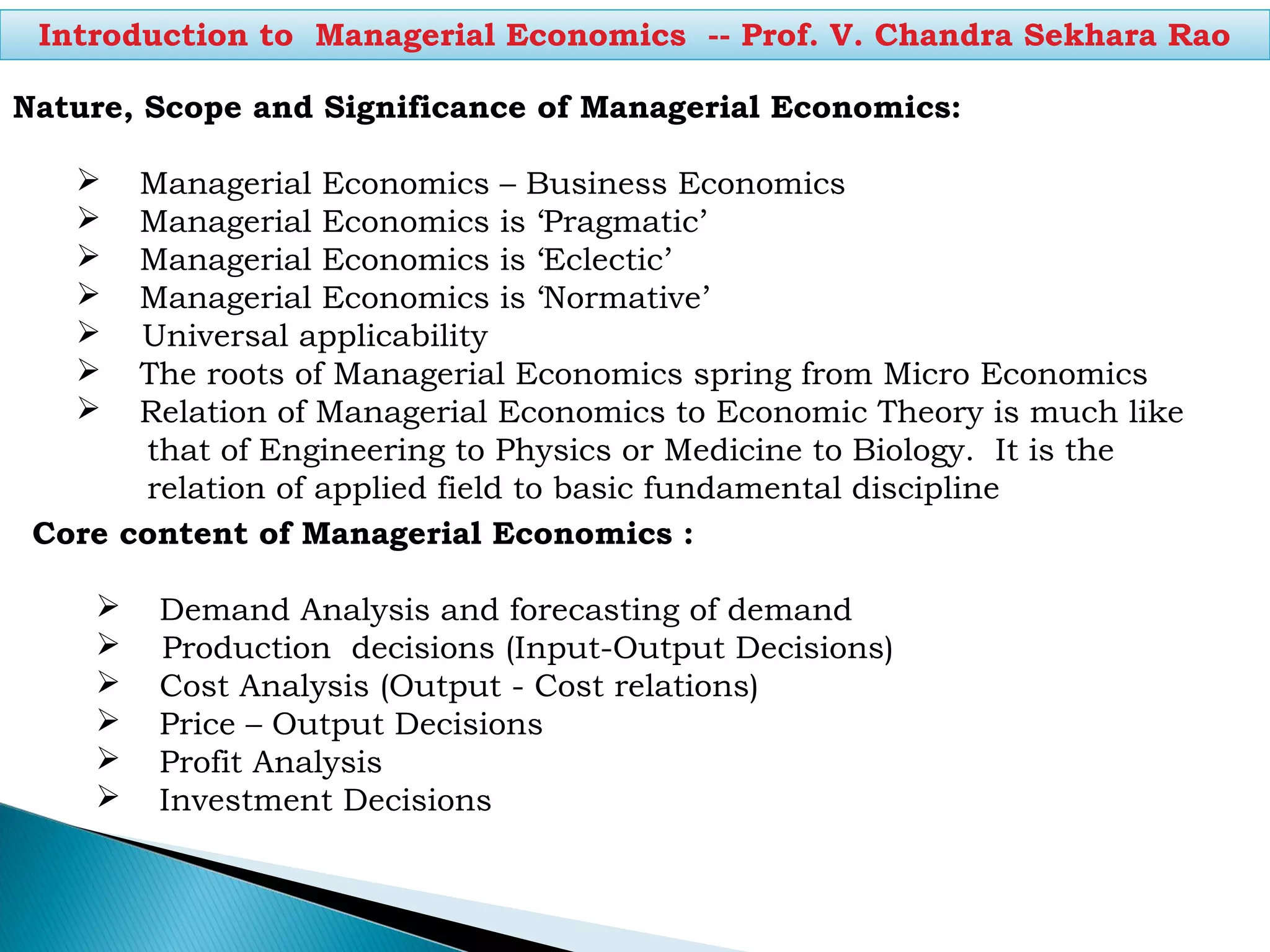 MANAGERIAL ECONOMICS INTRODUCTION | PPT