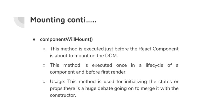 React-JS Component Life-cycle Methods | PPTX | Web Development | Internet