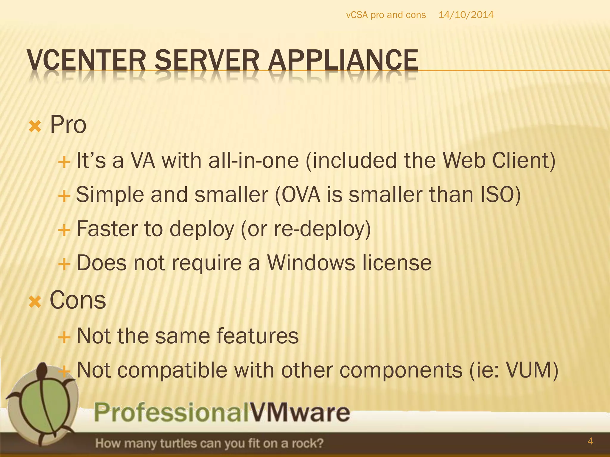 VMware vCSA pro and cons | PDF
