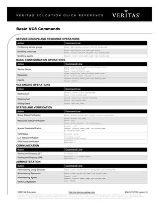 Veritas Cluster Services Quick Reference | PDF