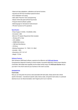 Vcs super auto diagnostic tool | DOC | Automotive Industry | Industries