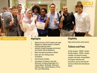 VCU summer programs presentation vcu弗吉尼亚联邦大学 | PPT