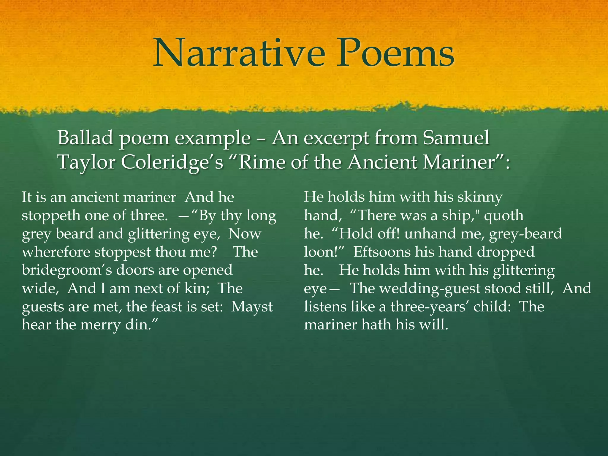 Narrative & Lyric Poems | PPTX