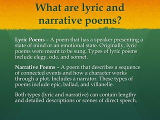 Narrative Poem Examples For Kids