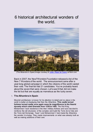 6 historical architectural wonders of the world | DOCX | Historic Site ...