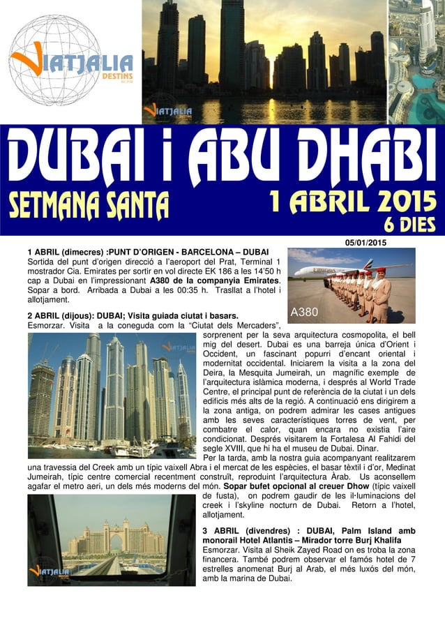 Viatjalia Destins - Setmana Santa a Dubai i Abu Dhabi | PDF