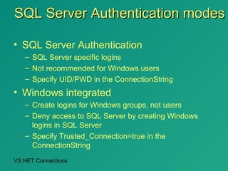 Dealing with SQL Security from ADO.NET