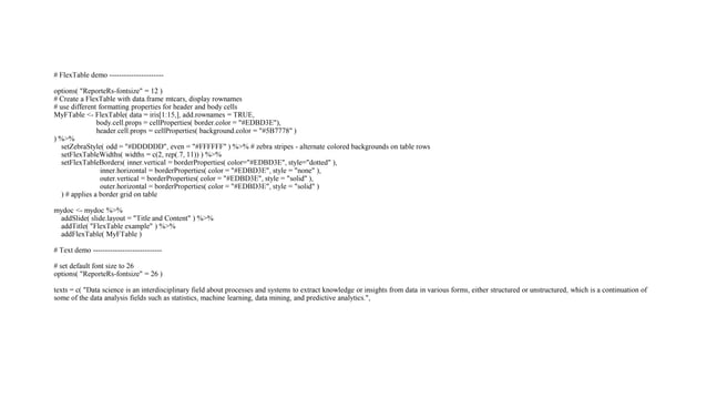 ReporteRs package in R. forming powerpoint documents-an example | PPTX