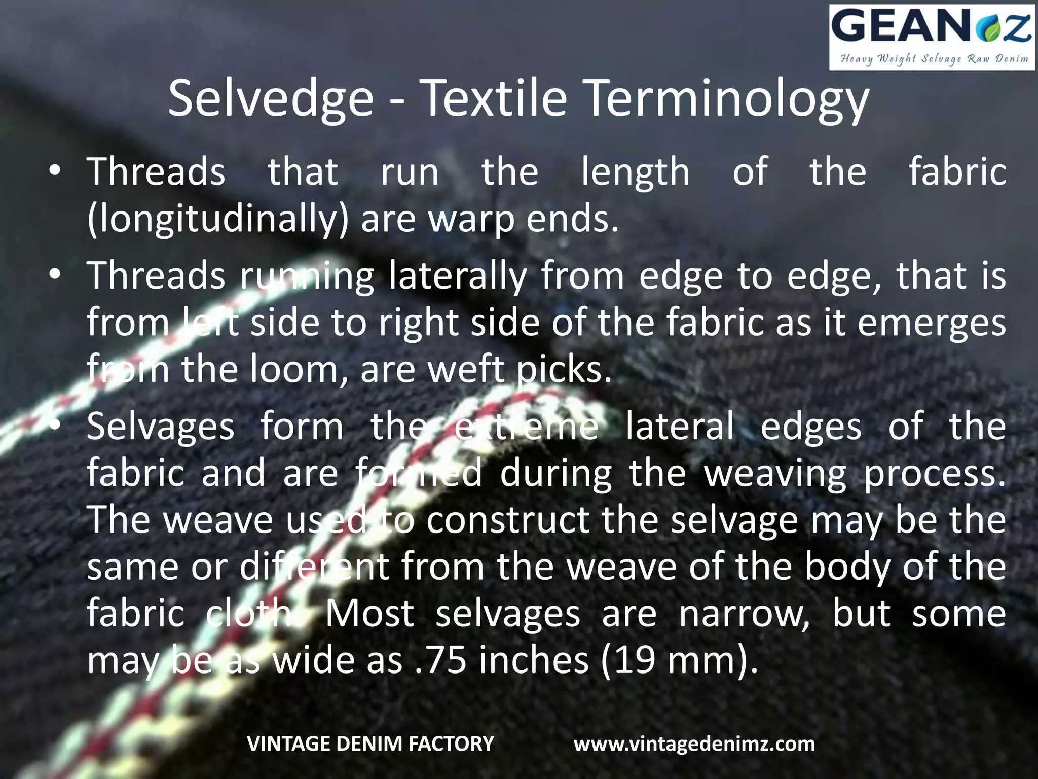 GEANOZ RAW Selvage Denim Jeans India | PDF