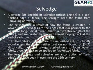 GEANOZ RAW Selvage Denim Jeans India | PDF