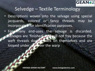 GEANOZ RAW Selvage Denim Jeans India | PDF